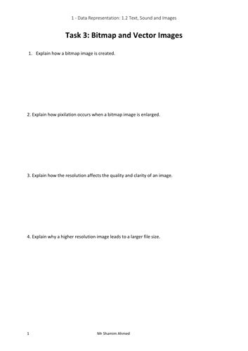 Igcse Computer Science Unit 1 Data Representation 12 Text Sound