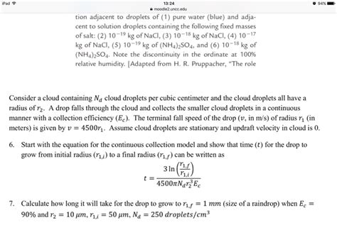 Solved Consider A Cloud Containing N D Cloud Droplets Per Chegg