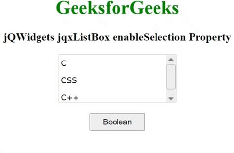 JQWidgets JqxListBox EnableSelection Property GeeksforGeeks