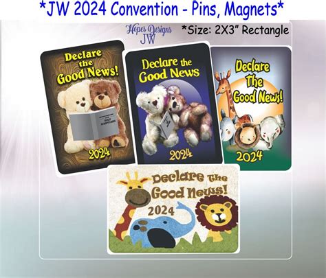 JW Gifts Convention Declare The Good News Designs Rectangle Pins And Magnets Name Badge