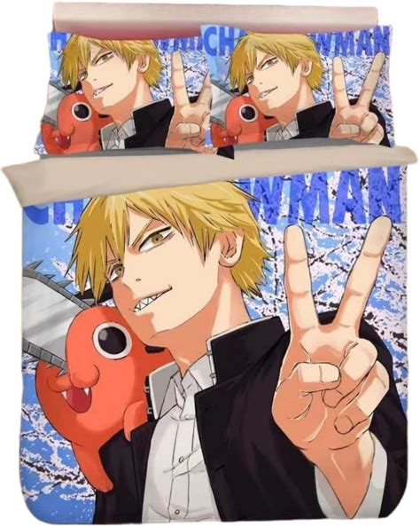 Sonsoke Chainsaw Man Anime Bed Duvet Cover Set Bedding Set Soft Queen