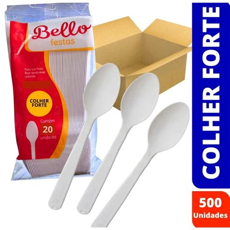 Colher Refeição Descartável Reforçada Para Sopas Caldos Eventos Kit ou