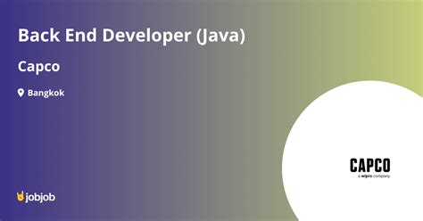 Back End Developer Java Job At Capco Bangkok Jobjob