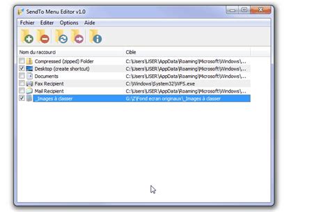 Sendto Menu Editor éditeur Du Menu Envoyer Vers