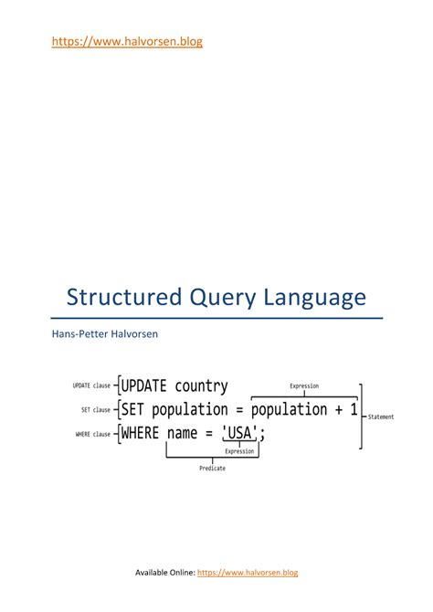 Structured Query Language Halvorsen Available Online Halvorsen Structured Query Language