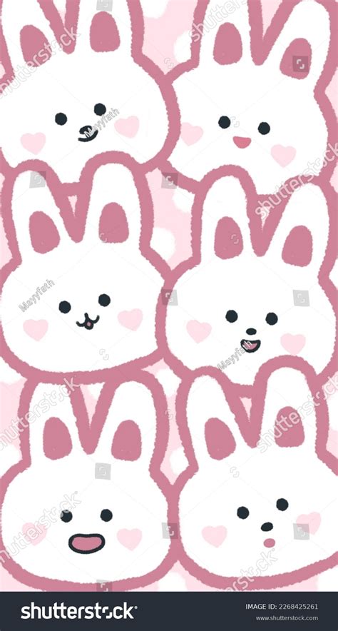 Pink Bunny Background Wallpaper Cute Kawaii Stock Illustration