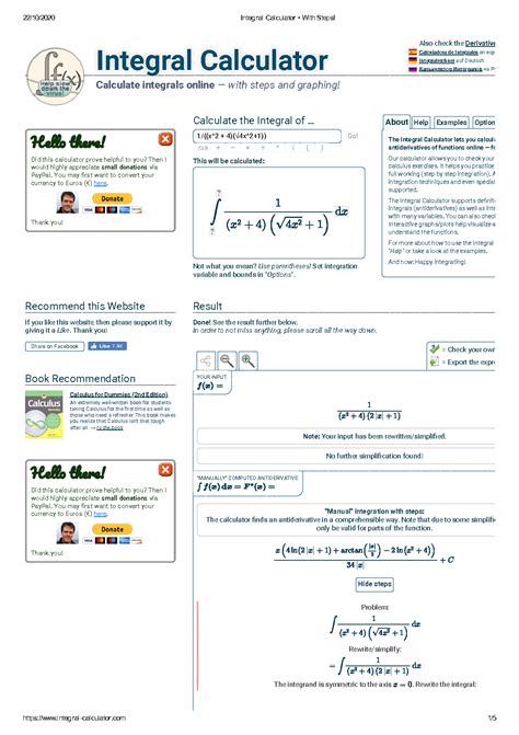 SOLUTION Integral Calculator Studypool