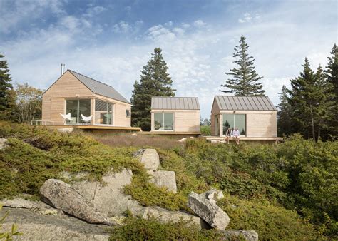 Trio Of Wooden Cabins Forms Little House On The Ferry In Maine