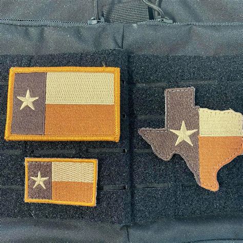 Texas Flag Tactical Patch Bundle Of 3 Subdued Orange