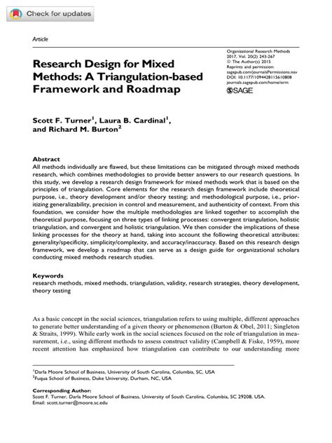 Triangulation Framework For Mixed Methods Pdf Methodology