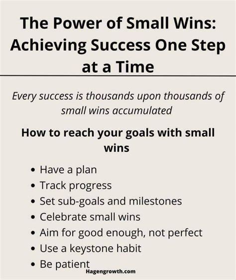 The Power Of Small Wins Achieving Success One Step At A Time Hagen
