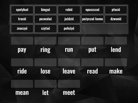 Irregular Verbs Leave Run Match Up