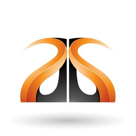 오렌지와 블랙 광택 매력적인 양각 문자 A 및 G 벡터 일러스트 프리미엄 벡터