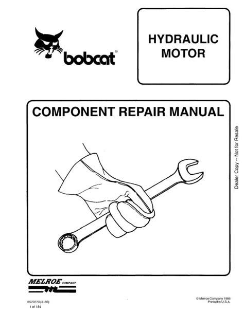 Bobcat Loader Hydraulic Motor Component Repair Manual 6570270 Enus
