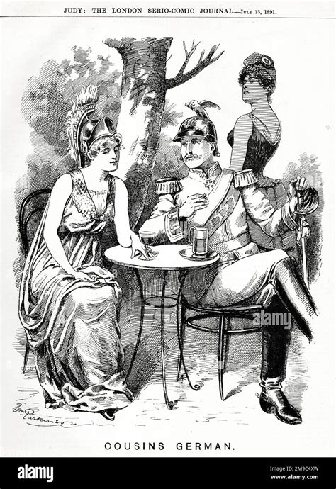 Political Cartoon Britannia And Kaiser Wilhelm Ii Cousins German