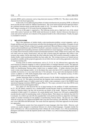 Atar Attention Based Lstm For Arabizi Transliteration Pdf