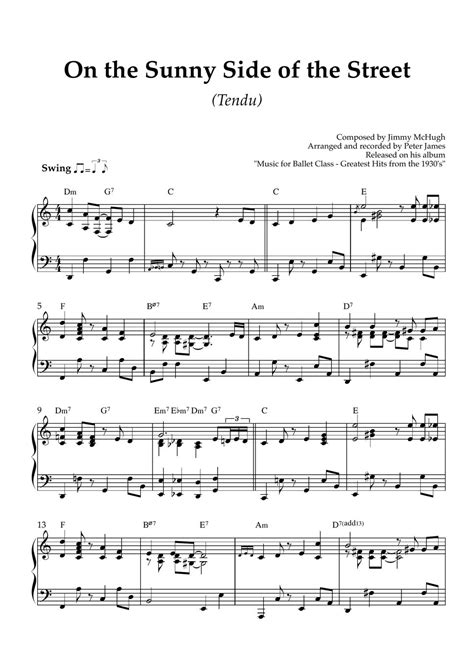 Jimmy Mchugh On The Sunny Side Of The Street Piano Solo Sheet By