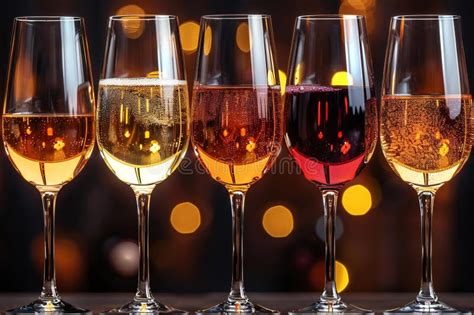 Digital Artwork Of Row Of Wine Glasses Filled With Different Types And