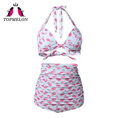 Topmelon Swimsuit Women Bikini High Waist Halter Push Up Plus Size Halter Bathing Suit Beachwear
