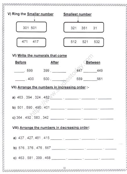 Cbse Class 2 Maths Numerals Worksheet