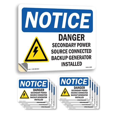 Danger Secondary Power Source With Symbol Osha Notice Vinyl Decal Label
