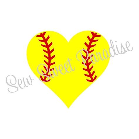 Baseball Svg Softball Heart Svg Love Softball Svg Digital Inspire