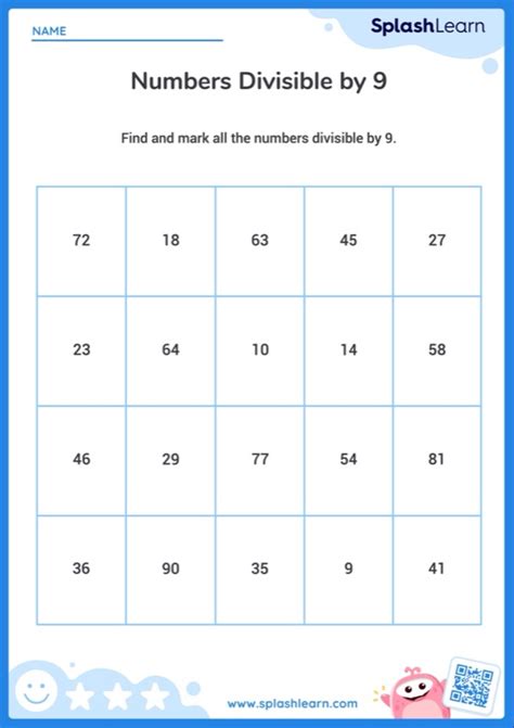 Numbers Divisible By Worksheet