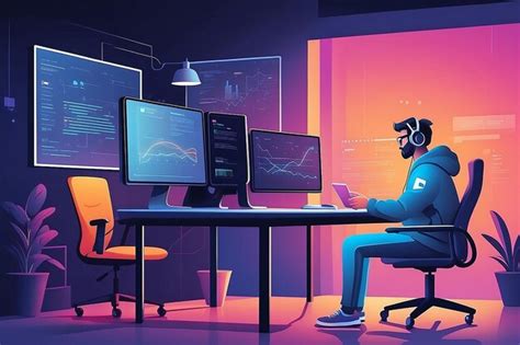 Premium Photo Coding Enthusiast Virtual Hackathon Adventure Flat