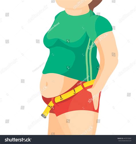 Abdomen Fat Overweight Woman Big Belly Stock Vector Royalty Free