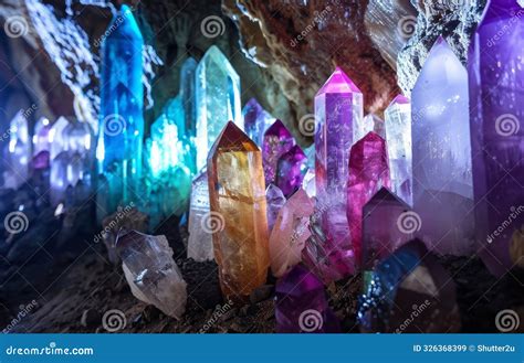 A Hidden Cave Filled With Glittering Crystals And Gemstones Stock Illustration Illustration Of