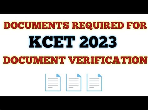 DOCUMENTS REQUIRED FOR KCET DOCUMENT VERIFICATION 2023 Kcet 2023