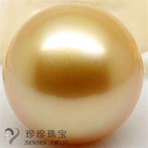 正品15 16MM天然金珠 金色南洋珍珠 裸珠 15 65MM 珍珍珠宝