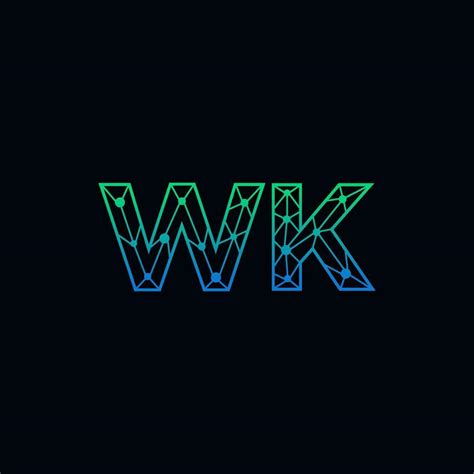 Abstract Letter WK Logo Design With Line Dot Connection For Technology