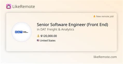 📩 Senior Software Engineer Front End At 🏢 Dat Freight And Analytics Salary 💰12000000 📍