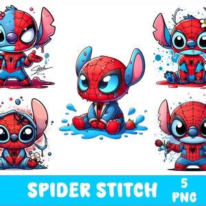 5 Png Stitch Spider Hero Png Stitch Splash And Watercolor Png Stitch