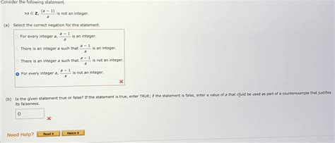 Solved Consider The Following Statement ∀a∈zaa−1 Is Not