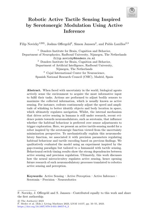 Pdf Robotic Active Tactile Sensing Inspired By Serotonergic Modulation Using Active Inference