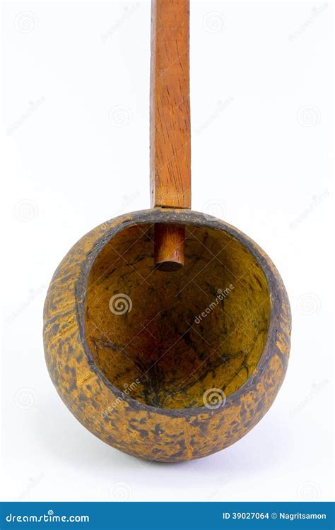 Dipper Made From Coconut Shell Traditional Container For Drinking Water Of Thai People