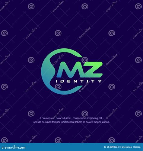 Mz Initial Letter Circular Line Logo Template Vector With Gradient