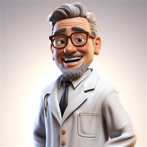 3d Illustration Of A Cartoon Character With Glasses And A White Coat