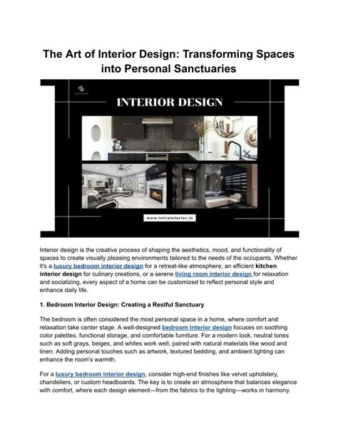 Ppt The Art Of Interior Design Transforming Spaces Into Personal Sanctuaries Powerpoint