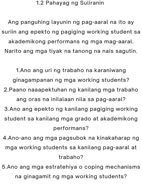12 Pahayag Ng Suliranin Ang Panguhing Layunin Ng Pag Aaral Na Ito Ay