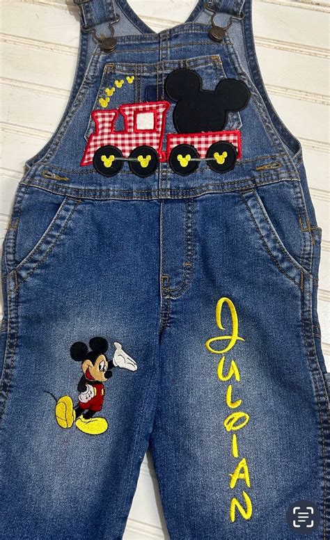 Custom Disney Train Overalls Mickey Mouse Birthday Overalls Mickey