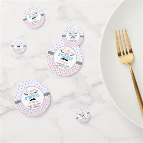 Lashes Or Staches Modern Gender Reveal Party Confetti Zazzle