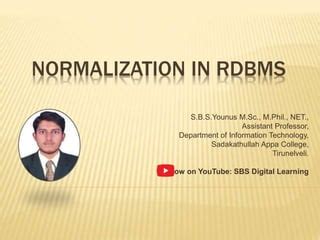 Normalization In RDBMS Pptx