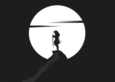 Samurai Silhouette Against The Moon Poster Picture Metal Print