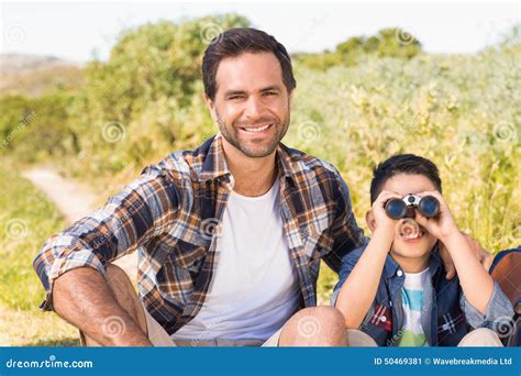 Father And Son On A Hike Together Stock Image Image Of Adventure
