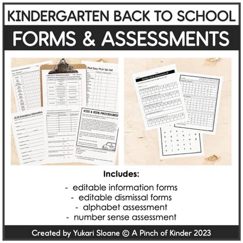 Back To School Forms Assessments For Kindergarten Tpt