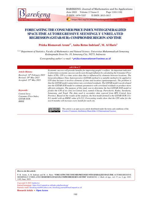 Pdf Forecasting The Consumer Price Index With Generalized Space Time