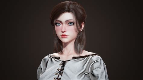 3d Model Medieval Girl Game Ready Vr Ar Low Poly Rigged Cgtrader